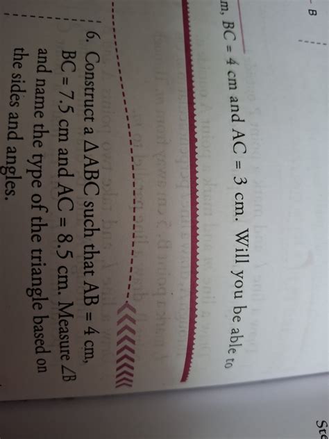 Construct Triangle Abc With The Following Sides Ab 4 Cm Bc 75 Cm Ac