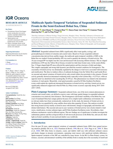 Pdf Multiscale Spatio‐temporal Variations Of Suspended Sediment Fronts In The Semi‐enclosed