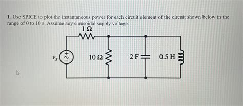 Solved Use Spice To Plot The Instantaneous Power For Each