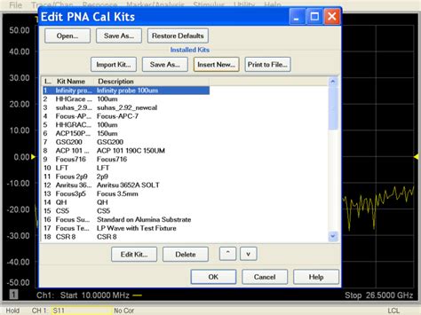 how do i define my focus calibration kit in my pna pna x focus