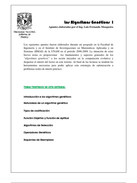 algoritmos genéticos notas parte 1 ing luis fernando mosqueira unam