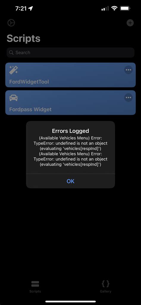 Widget Not Working Ios 1561 · Issue 119 · Tonesto7fordpass Scriptable · Github