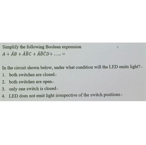 q1 simplify the following boolean