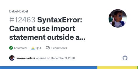Syntaxerror Cannot Use Import Statement Outside A Module · Babel Babel