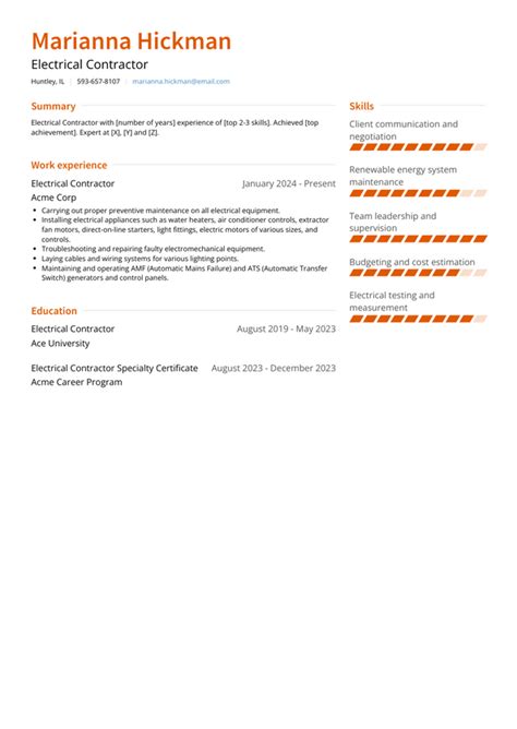 Electrical Contractor Resume Examples And Templates