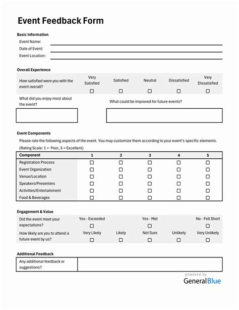 Free Excel Event Feedback Templates