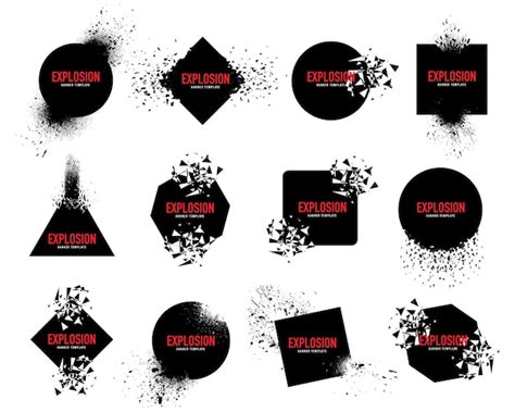 Premium Vector Explosion Geometric Shapes Collection Set Of Black