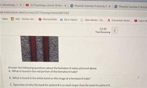 Solved Answer The Following Questions About The Hematocrit