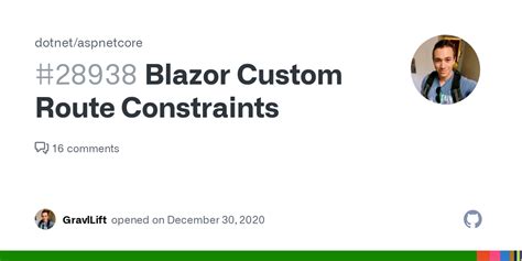 Blazor Custom Route Constraints · Issue 28938 · Dotnetaspnetcore · Github