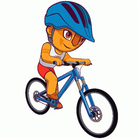 Cartoon Bearded Guy Riding Bicycle 