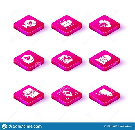 Set Lock On Monitor Eye Scan Exclamation Mark In Triangle Laptop Protected With Shield