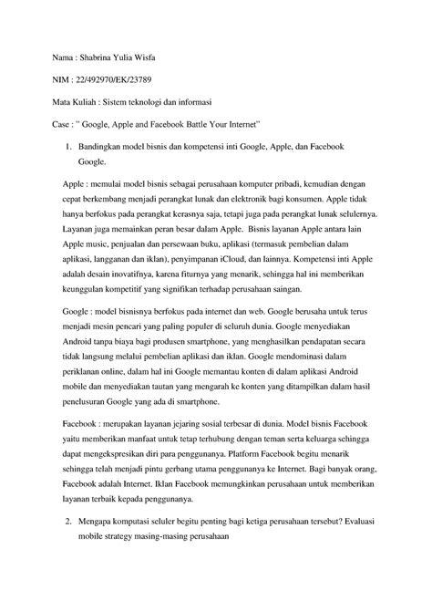 Tugas Sistem Informasi Dan Teknologi Chapter 7 Nama Shabrina Yulia Wisfa Nim 22 492970 Ek