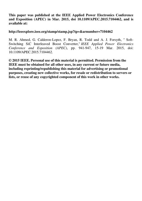 Pdf Soft Switching Sic Interleaved Boost Converter