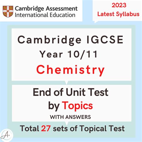 [hardcopy]cambridge Igcse Chemistry Topical Test Paper Answer Igcse Year 10 11 Chemistry