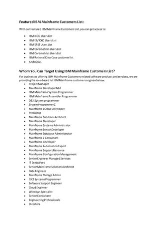 IBM Mainframe Customers List DOCX Email Internet