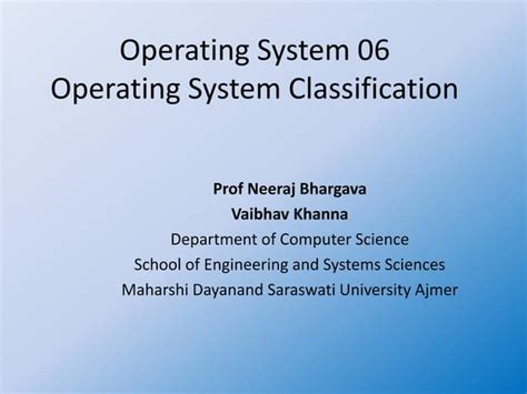 Operating System 06 Operating System Classification Ppt