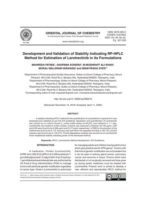 Pdf Development And Validation Of Stability Indicating Rp Hplc Method