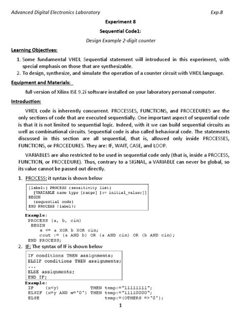 designing and simulating a 2 digit decimal counter using vhdl