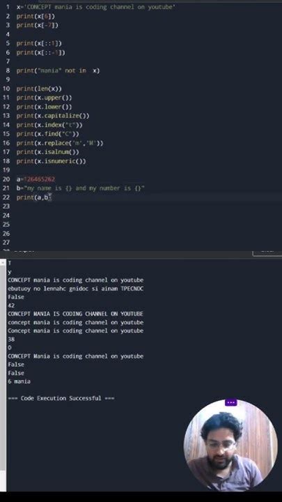 Basics Of String Methods Slicing Indexing Format Concatenation Python Coding Youtube