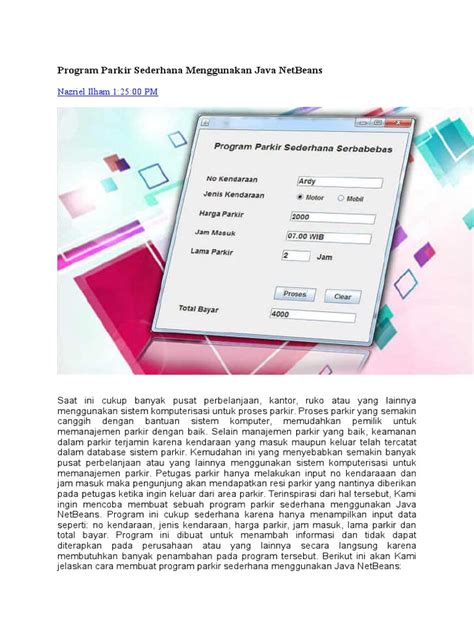 Program Parkir Sederhana Menggunakan Java Netbeans Pdf