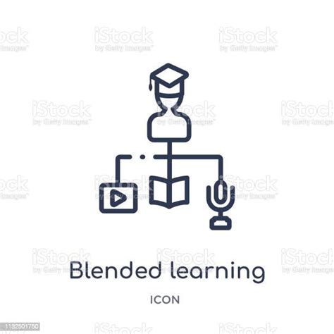 E러닝 및 교육 개요 컬렉션의 선형 혼합 학습 아이콘 얇은 라인 혼합 학습 벡터 흰색 배경에 고립 혼합 학습 유행 그림 로고에 대한 스톡 벡터 아트 및 기타 이미지 Istock