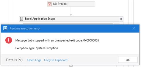 how to fix runtime execution error with excel application scope
