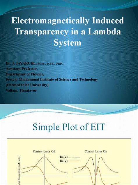 Electromagnetically Induced Transparency In A Lambda System Download