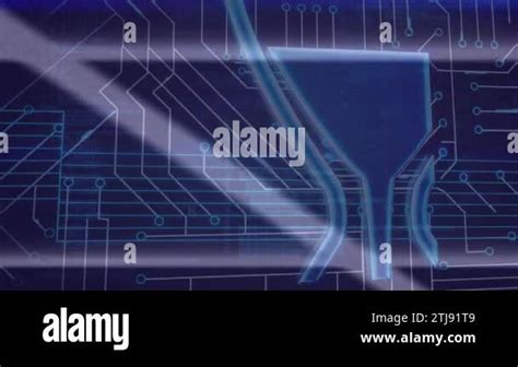 Animation Of Hourglass Icon Over Circuit Board Texture And Programming