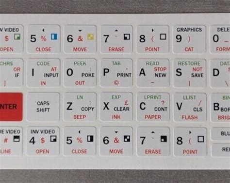 Zx Spectrum Keyboard Stickers White Or Black Etsy