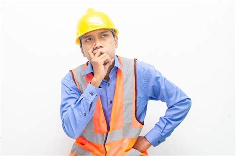 Premium Photo Construction Worker Is Seriously Thinking With A