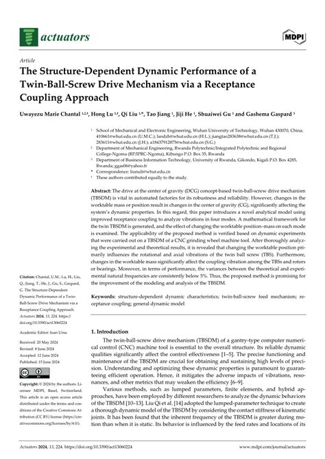 Pdf The Structure Dependent Dynamic Performance Of A Twin Ball Screw