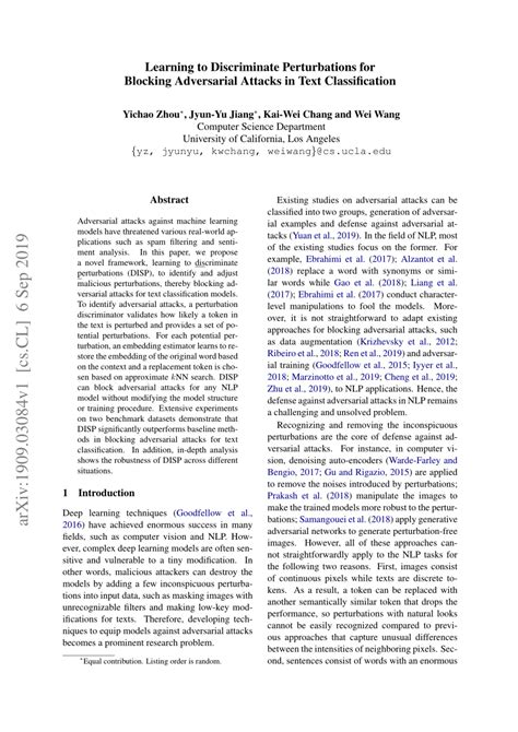 Pdf Learning To Discriminate Perturbations For Blocking Adversarial Attacks In Text Classification