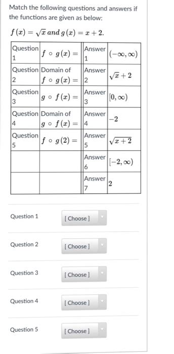 Solved Match The Following Questions And Answers If The Chegg Com