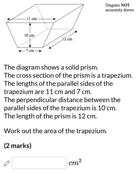 Solved Diagram Not Accurately Drawn The Diagram Shows A Solid Prism The Cross Section Of The