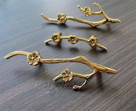 Flower Solid Brass Drawer Pulls Cupboard Handle Kitchen Pulls Decorative Knob Drawer Handles