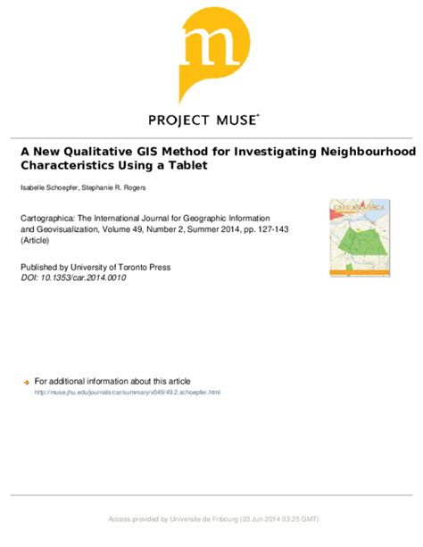 Pdf A New Qualitative Gis Method For Investigating Neighbourhood Characteristics Using A Tablet