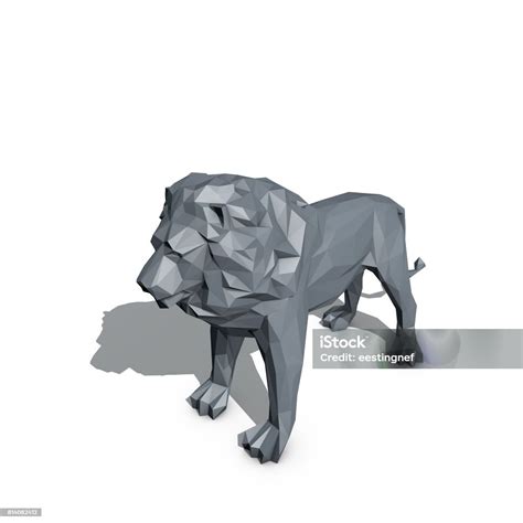 다각형 사자입니다 흰색 배경에 고립 3d 렌더링 그림입니다 사자에 대한 스톡 사진 및 기타 이미지 사자 3차원 형태 로우 폴리곤 모델링 Istock