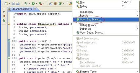 Handfeel Java Applet Eclipse 에서 Parameters 설정법