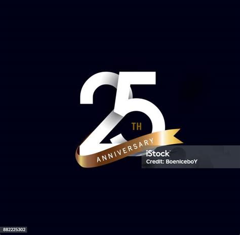 골드 리본 25 주년 아이콘입니다 템플릿 디자인 웹 게임 창조적인 포스터 소책자 전단지 전단지 잡지 초대 카드 25주년 기념에 대한 스톡 벡터 아트 및 기타 이미지 Istock