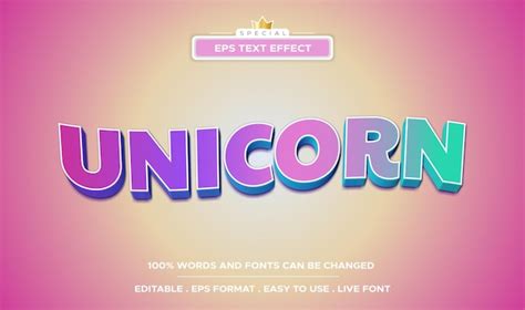 Premium Vector Editable Text Effect Colorful Unicorn Text Style