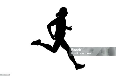 흰색 배경에 재킷 후드 블랙 실루엣 스포츠 삽화를 입은 런닝맨 운동선수 달리기에 대한 스톡 벡터 아트 및 기타 이미지 달리기