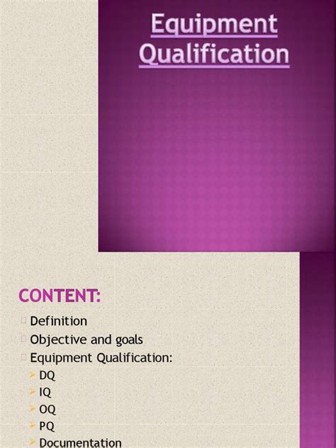 Equipmentqualification Ppt Pdf Verification And Validation