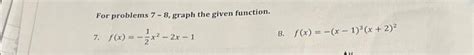 Solved For Problems Graph The Given Function F X Chegg Com