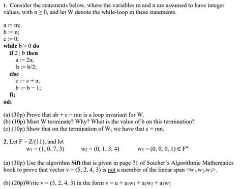 Solved 1 Consider The Statements Below Where The Variables