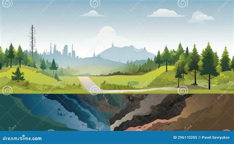 Nature Carbon Sequestration Create Stock Illustration Illustration Of