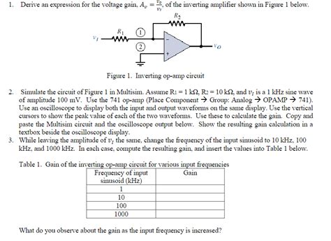 [solved] 1 derive an expression for the voltage gain