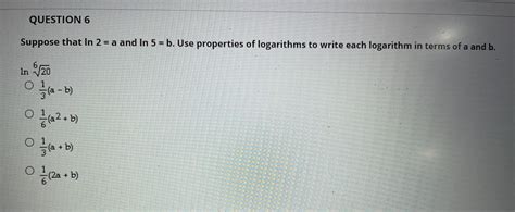 solved suppose that ln2 a and ln5 b use properties of
