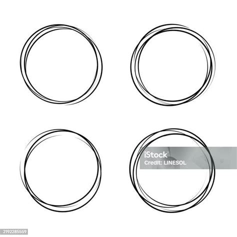손으로 그린 원 세트입니다 붓 페인트 스트로크 원 선 스케치 원형 낙서 라운드 개체 그룹에 대한 스톡 벡터 아트 및 기타 이미지 개체 그룹 검은색 곡선 Istock