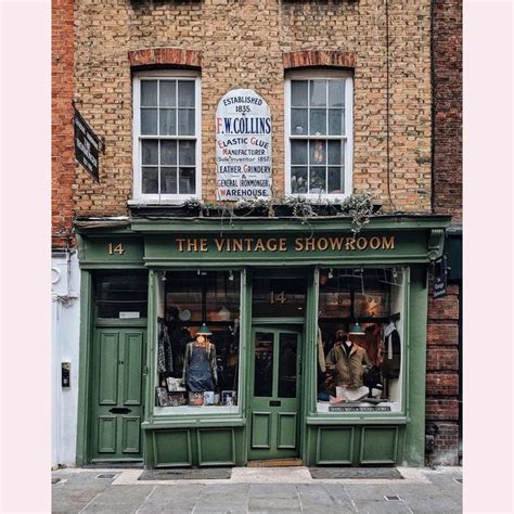 Vintage Showroom In Old Brick Building With Green Shutters Vintage
