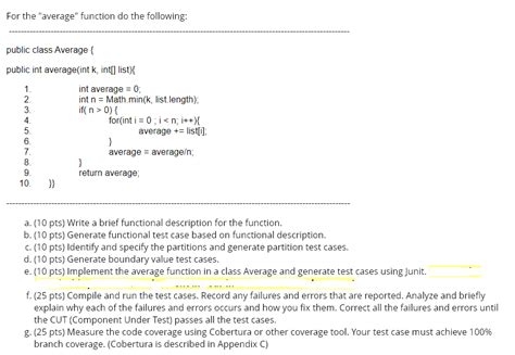 Solved For The Average Function Do The Following Public Chegg